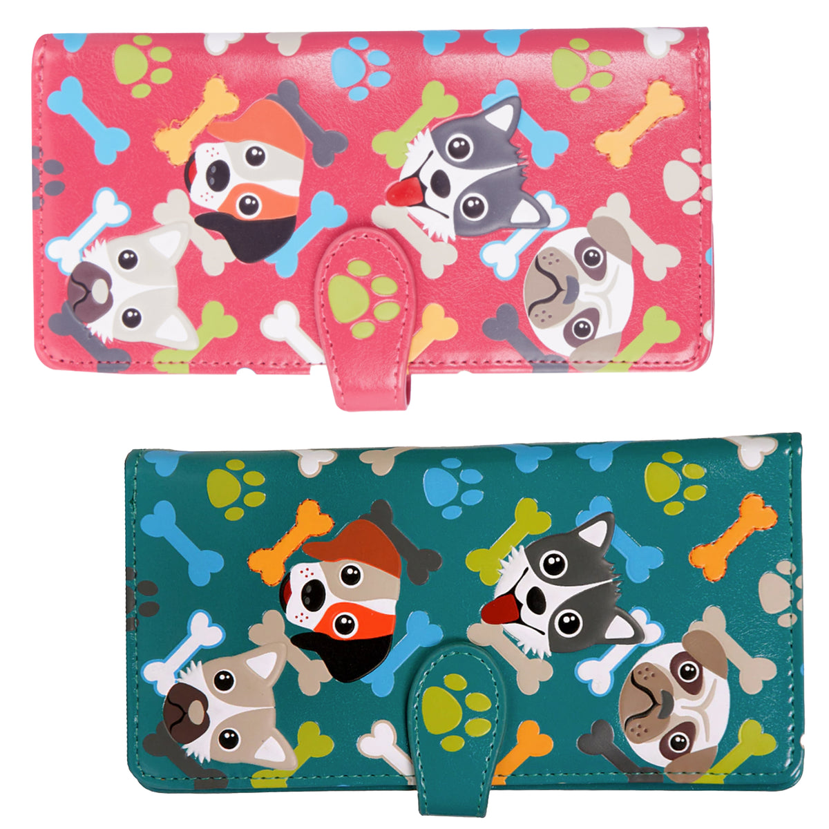 Dogs, Bones, and Paws Large Faux Leather Wallet by ShagWear – PetDesignZ