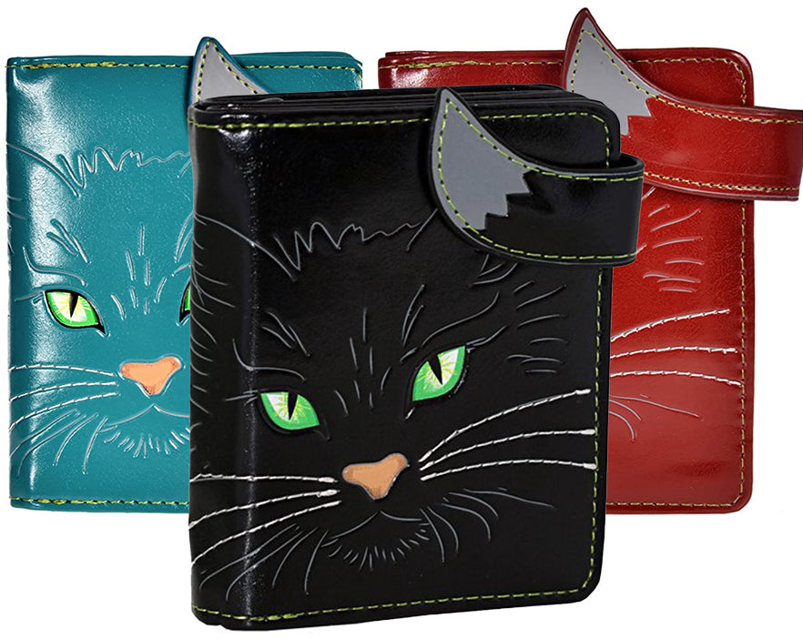 Fluffy Green Eyed Kitty - Small Faux Leather Wallet by ShagWear ...