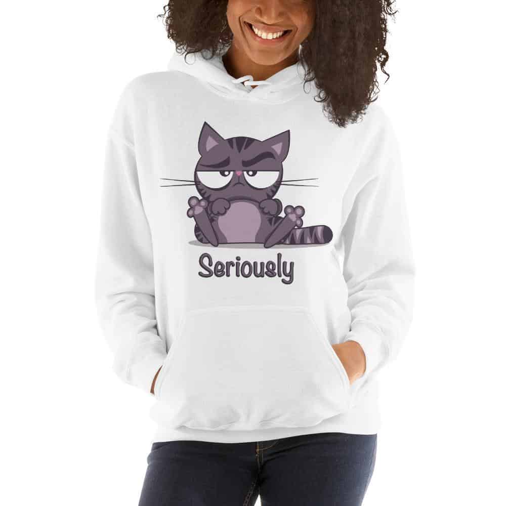 Seriously Sarcastic Grumpy Cat Graphic Pullover Hoodie Sweatshirt ...