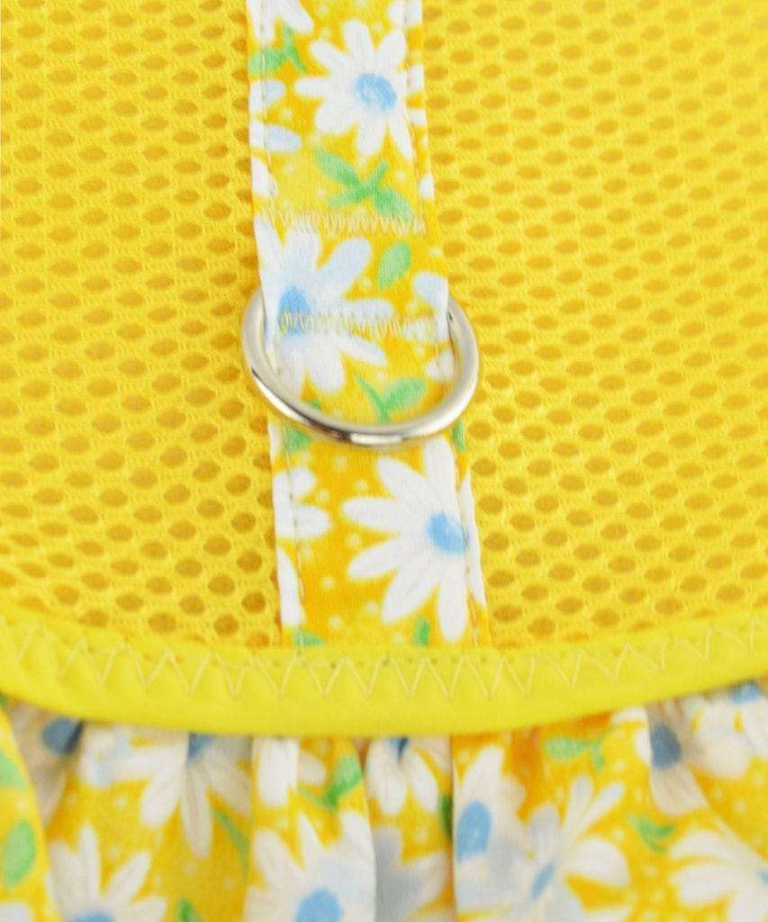 Floral Yellow Dog Dress and Harness W/ Ruffles By Spoiled Dog Designs ...